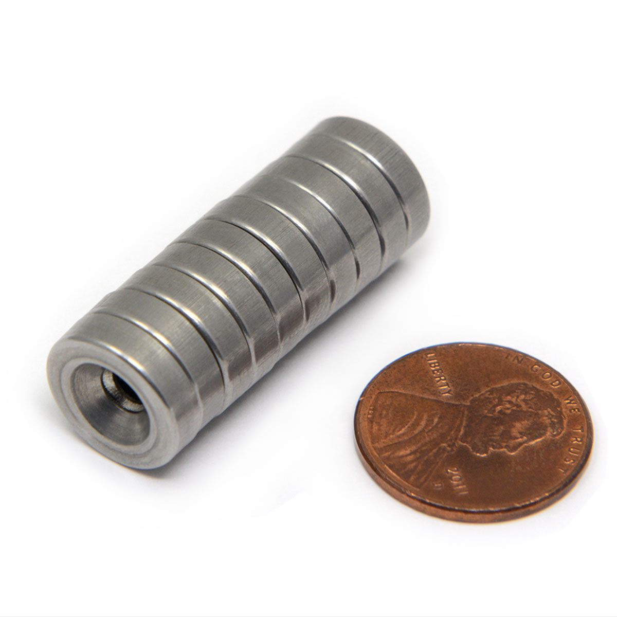 N52 Neodymium Disc Magnet 5/8x1/8" - 8 LB Pull - Durable Stainless ...