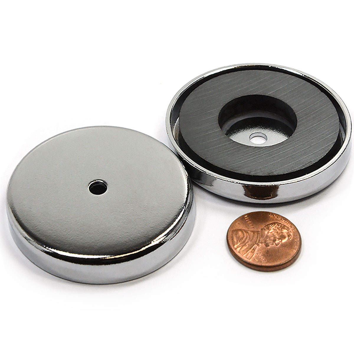 High-Performing 35 LB Ceramic Cup Magnets with 2" Dia Round Base - Set of 5