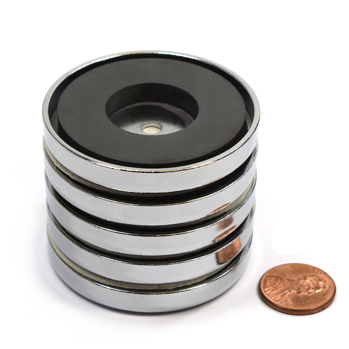 High-Performing 35 LB Ceramic Cup Magnets with 2" Dia Round Base - Set of 5