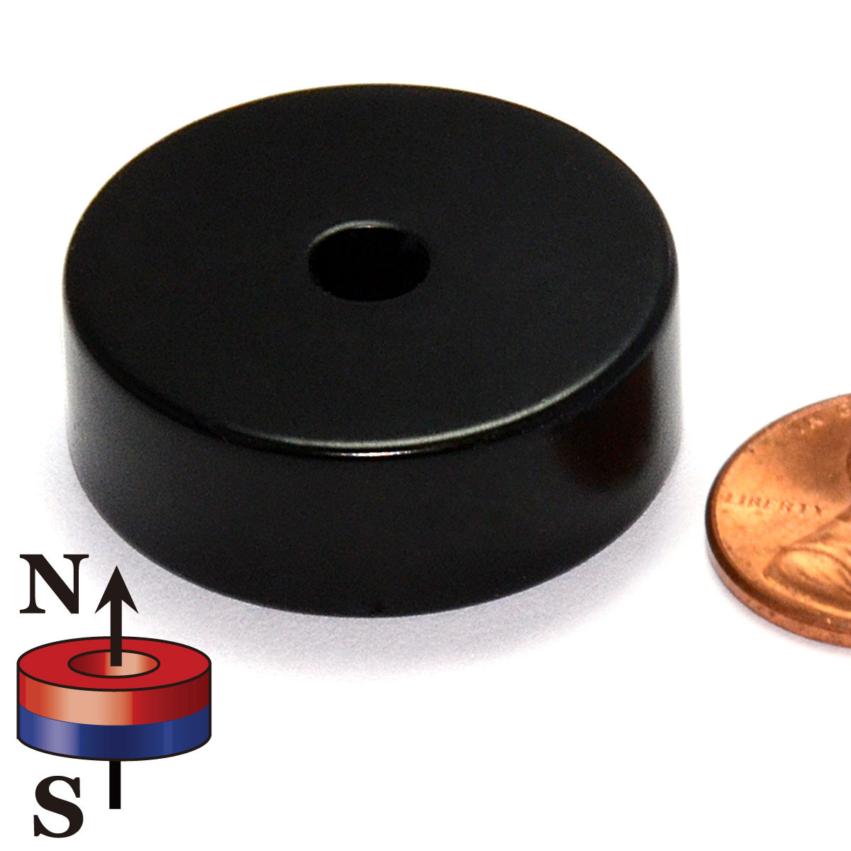 N42 Neodymium Ring Magnet OD1.14xID0.221x0.402" Epoxy Coated