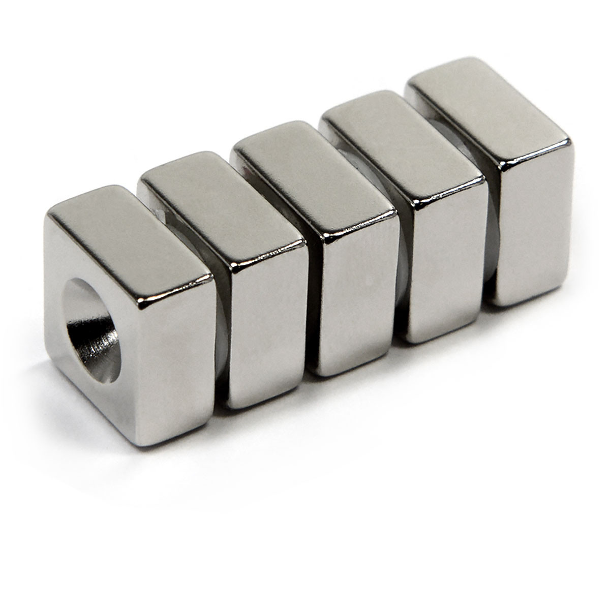 N42 1/2x1/2x1/4 Block Magnet with Countersunk Hole
