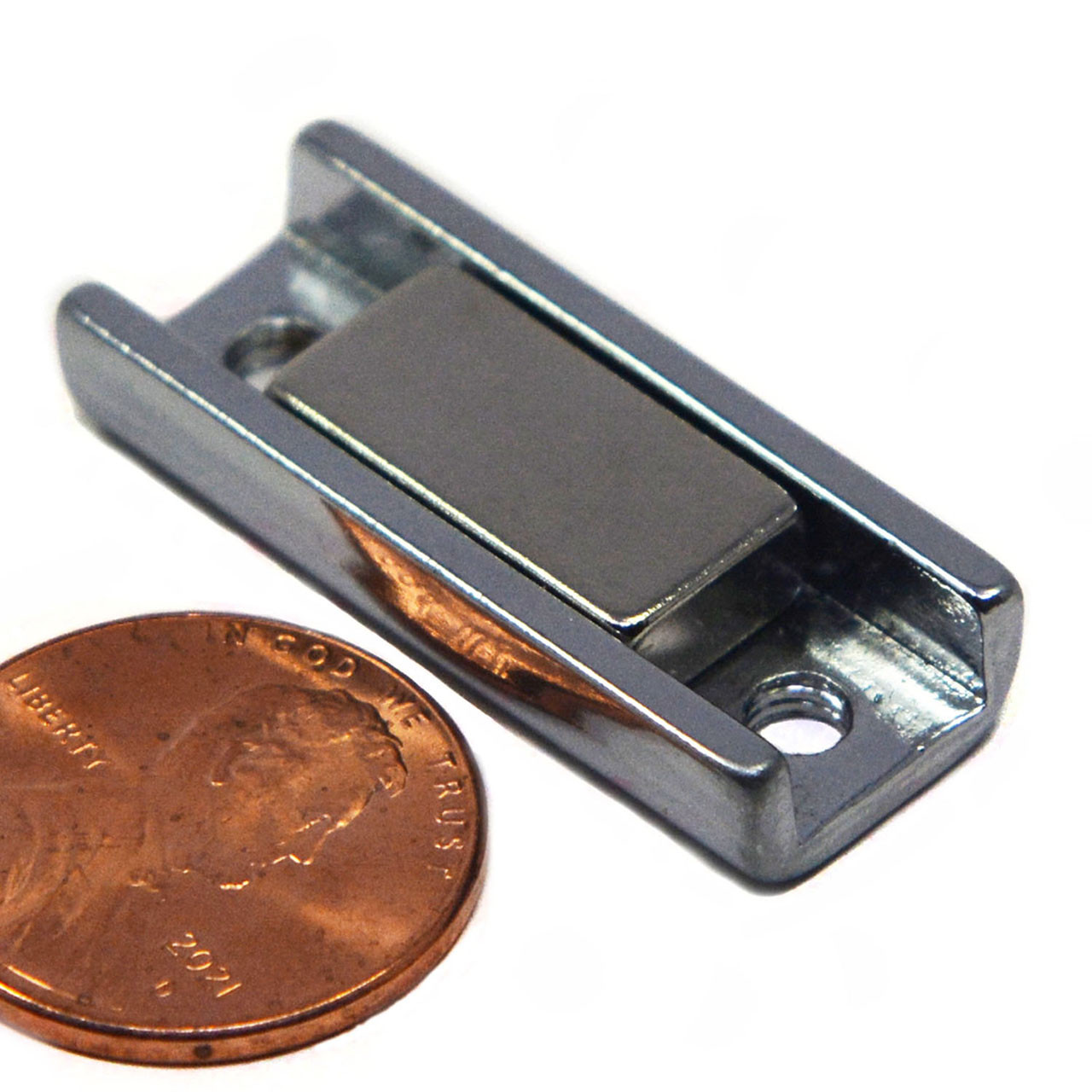 25 LB Pull Neodymium Pot Magnets 1.25x1/2x1/4" - Threaded Hole | Latches
