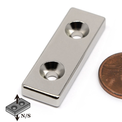 N45 1-1/2x1/2x3/16" /w 2 #6 Bar Magnet | Neodymium Magnet