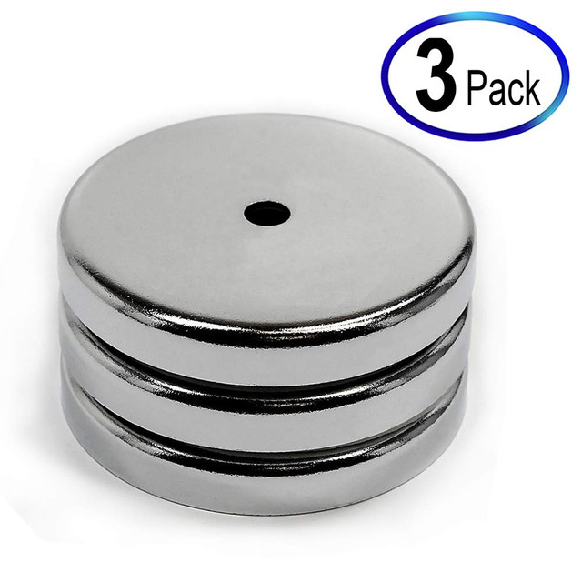 3 Pack 80 LB Ceramic Cup Magnets | Round Pot Magnets for Industrial Use