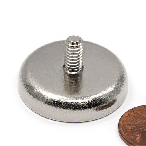 99 LB Neodymium Cup Magnet 1.26" w/ #1/4-20 Male Thread