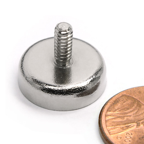 16 LB Neodymium Cup Magnet | 5/8" Dia | 6-32 Threaded Stud