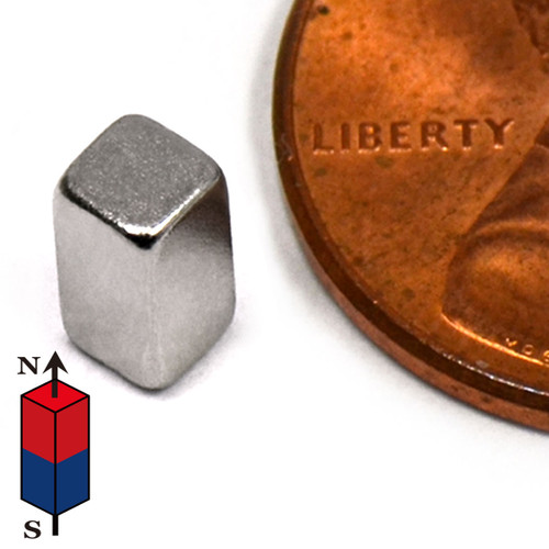 N42 Block Magnet 1/8"x1/8"x1/4" - Strong Neodymium Rare Earth Magnet