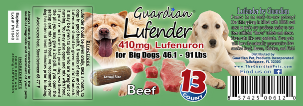 Lufender® Lufenuron 410mg for Large Dogs 46.1 - 91 Lbs