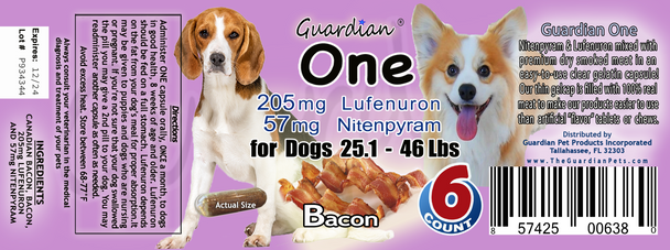 Guardian One® 205mg Lufenuron & Nitenpyram monthly for Dogs 25.1 to 46 Lbs