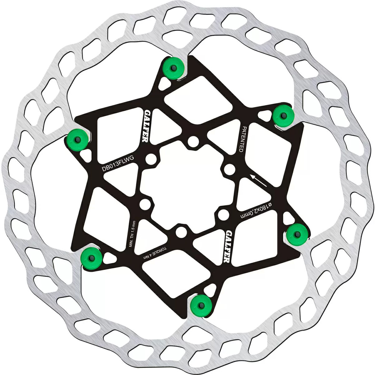 Galfer 180mm Rotor, 6-Bolt, 2.0mm, Floating, Green NLS - The Sport Factory