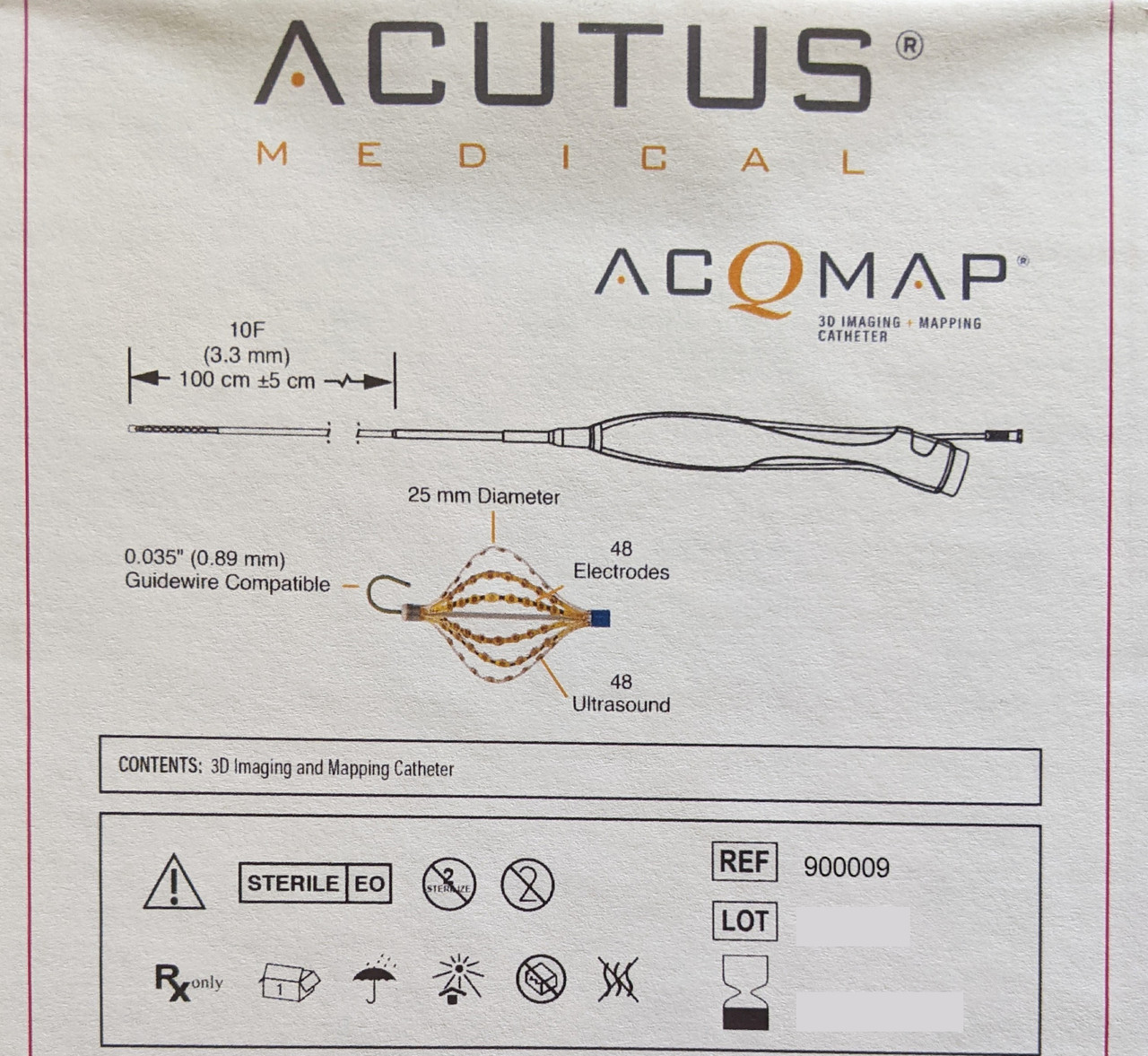 AcQMap 3D Imaging and Mapping Catheter - 10Fr x 100cm x .035" - Non-Expired