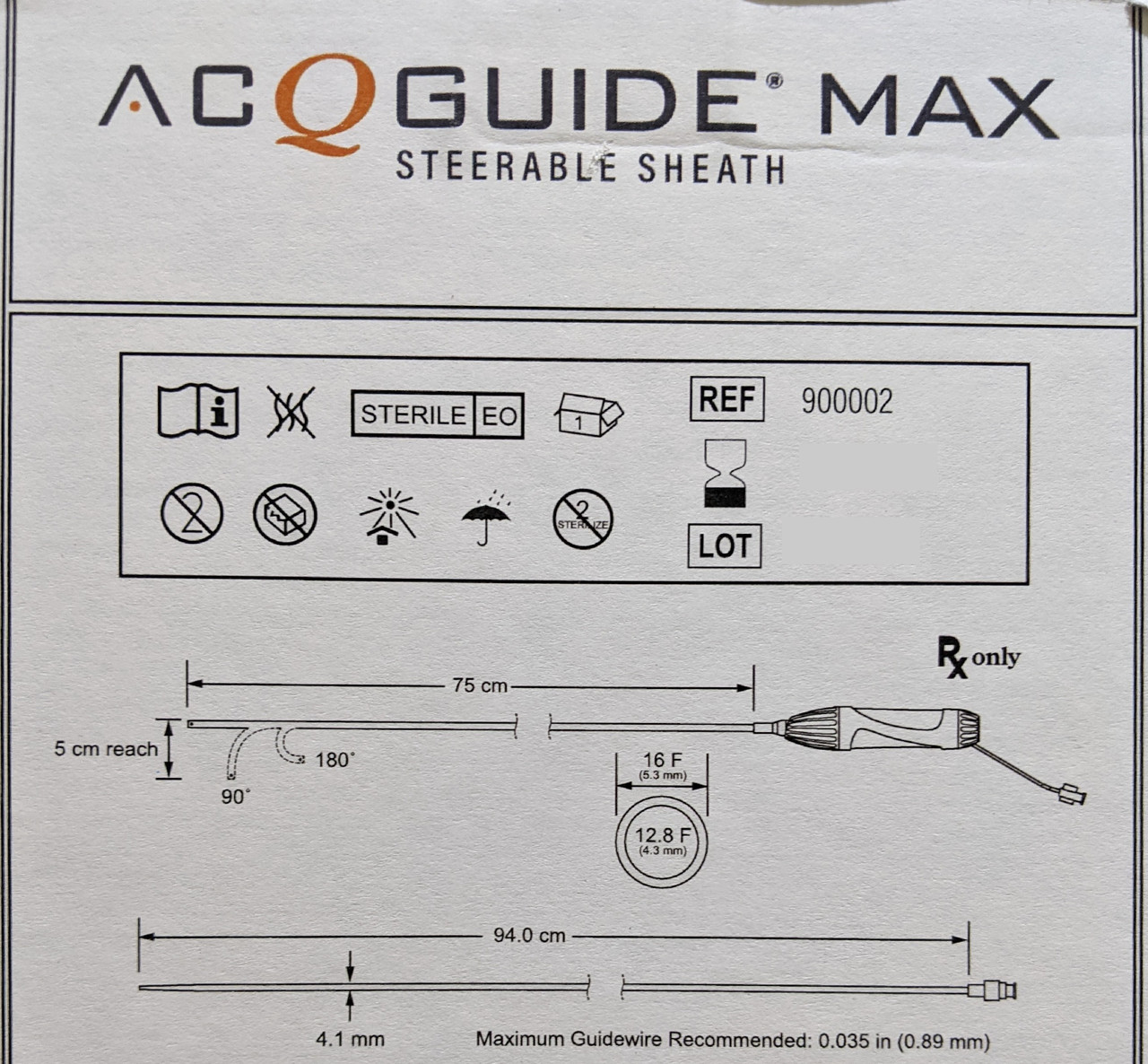 AcQGuide Max Steerable Sheath - ID 12.8Fr x OD 16Fr x 75cm x .035 ...