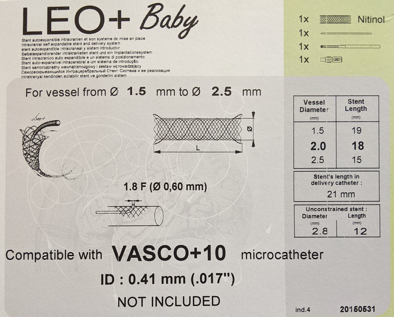 LEO + Baby Intracranial Self Expandable Stent and Delivery System - 2mm ...
