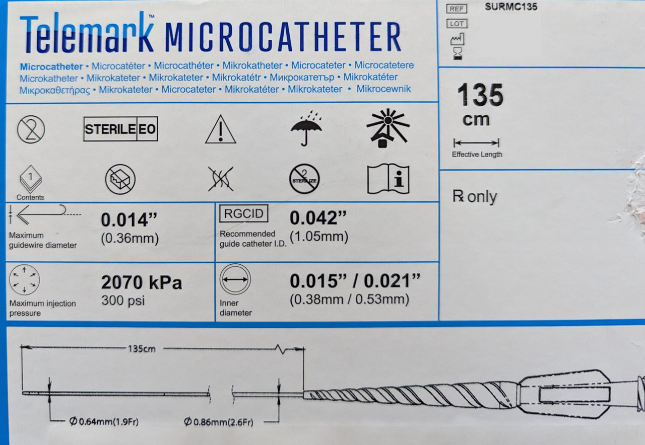 Telemark Microcatheter - 1.9Fr/2.6Fr x 135cm