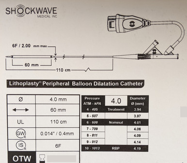 Shockwave Lithoplasty Peripheral Balloon Dilatation Catheter - OTW - 4 ...