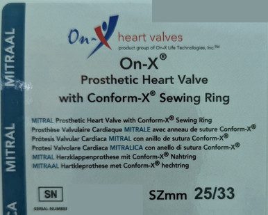 On-X Prosthetic Heart Valve with Conform-X Sewing Ring - Mitral - 25mm/33mm