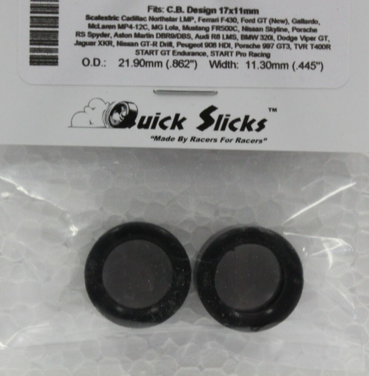CB66XF Quick Slicks Silicone Tires for 17x11mm Scalextric 1:32 Slot Car ...