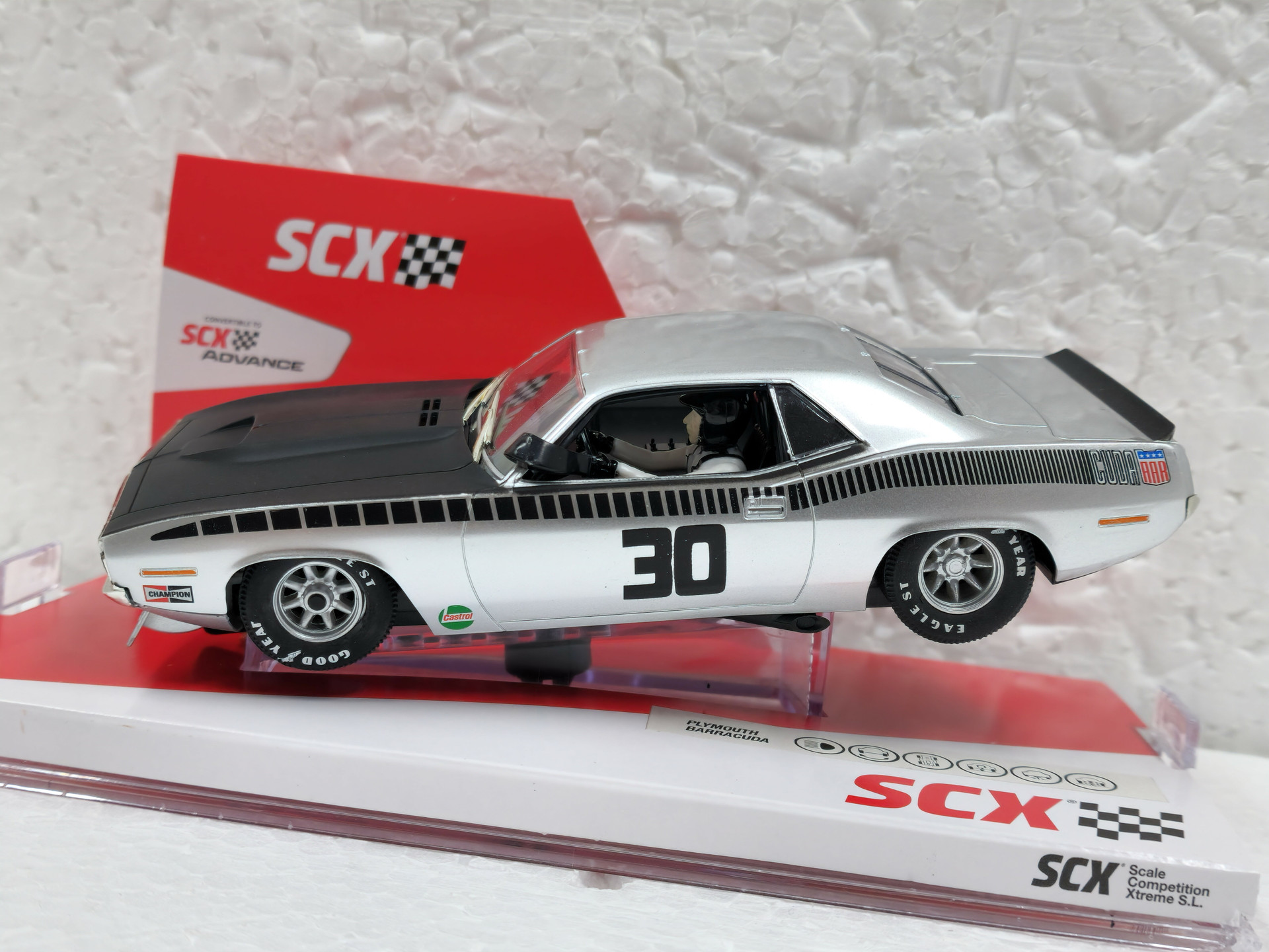 U10432X300 SCX Plymouth Trans Am AAR CUDA Silver 1970, #30 1:32 Slot ...