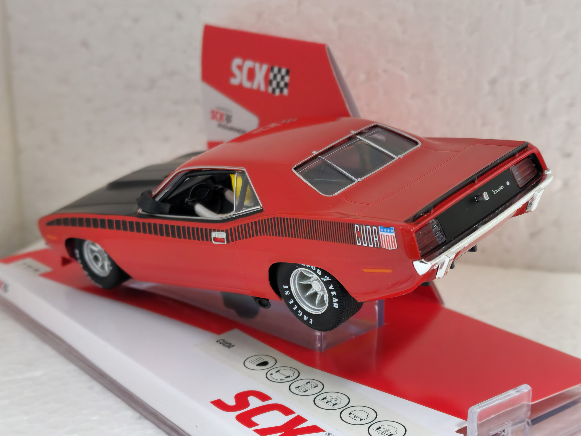 U10444X300 SCX Plymouth Trans Am AAR CUDA Rallye Red 1970 1:32 Slot Car ...