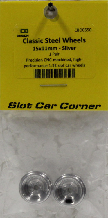 CBD0550 CB Design 1:32 Classic Steel Wheels 15x11mm (Silver) 1:32 Slot ...