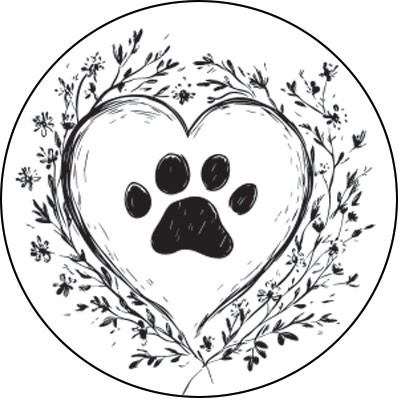 LRPAW7 - 1" Clear Sticker heart with paw print in center - Positive ...