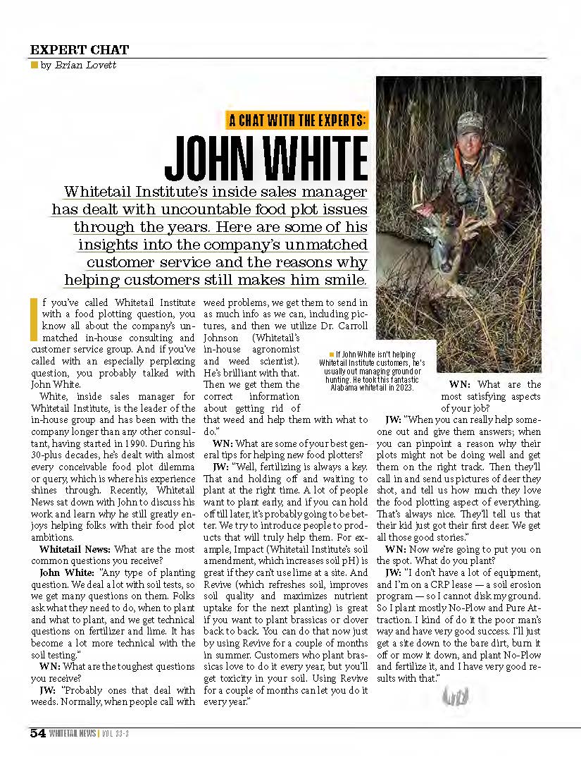 A CHAT WITH EXPERTS: JOHN WHITE - Whitetail Institute
