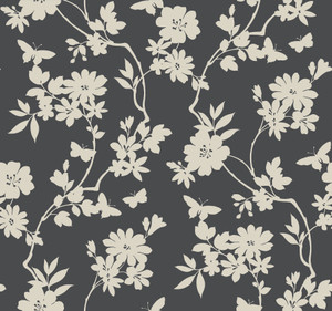Flutter Vine Grey Wallpaper by Candice Olson - Fabric Carolina