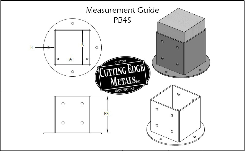 PB4S 4-Sided Timber Post Base Bracket – Custom Heavy Duty Post Anchor ...