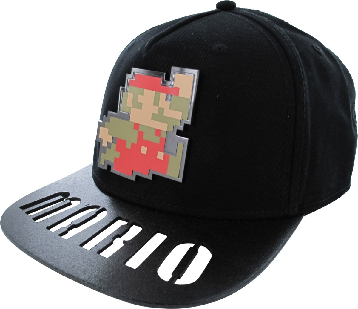 Mario 8 Bit Cut Out Name Bill Snapback Hat