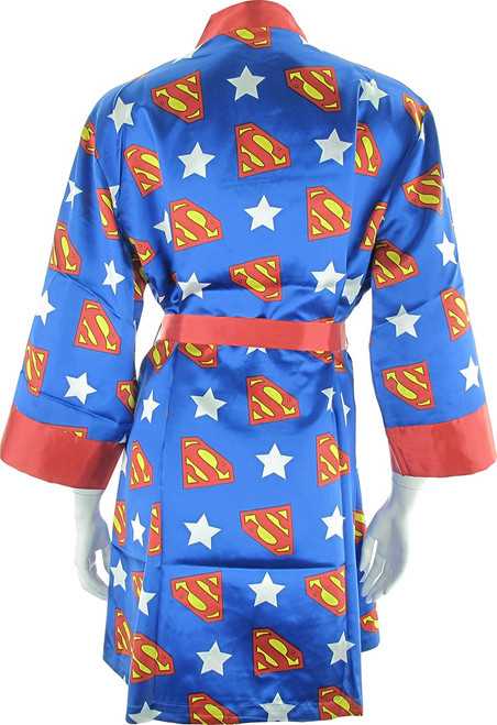 Superman All Over Logo Stars Satin Junior Robe