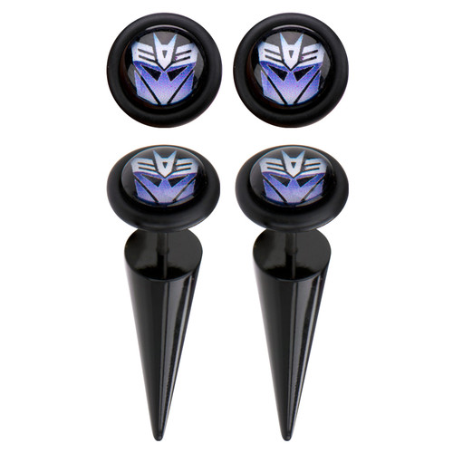 Transformers Decepticon Faux Taper Earrings