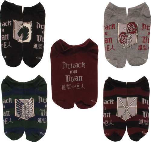 Attack on Titan Crests 5 Pair Low Cut Socks Set