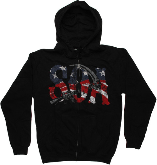 Sons of Anarchy SOA Reaper Flag Zip Hoodie