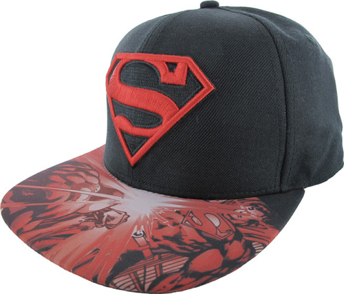 Superman Red Logo Sublimated Bill Snapback Hat