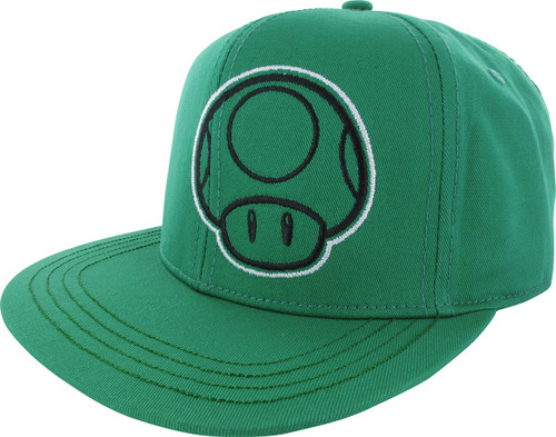 Mario 1up Mushroom All Green Snapback Hat