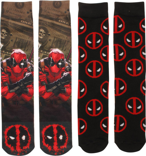 Deadpool Dye and Knit 2 Pack Crew Socks Set