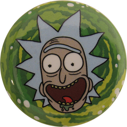 Rick and Morty Rick Smiling in Portal Button