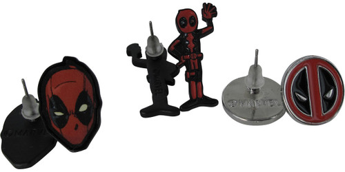 Deadpool Logo Mask Waving 3 Pairs Earrings Set