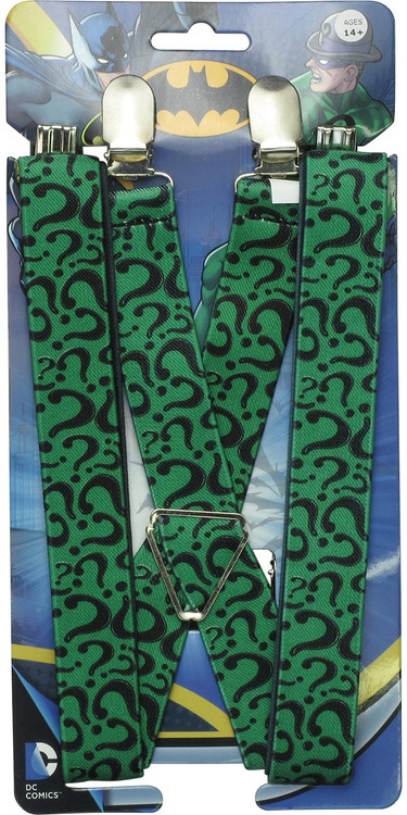Batman Riddler Question Marks Allover Suspenders