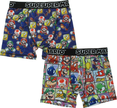 Super Mario Heroes Panels 2 Pack Boys Boxer Briefs