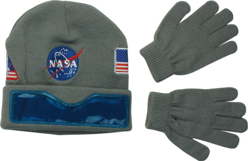 NASA Logo Convertible Cuff Youth Beanie Gloves Set