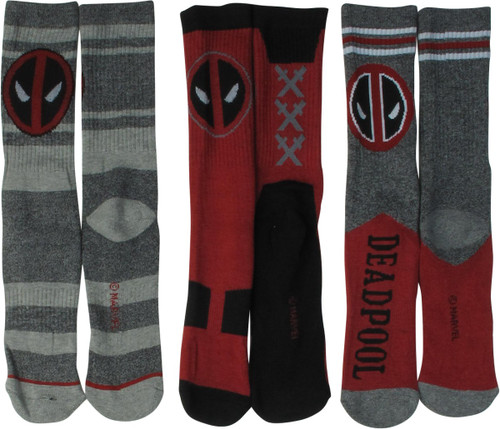 Deadpool Logo 3 Pack Athletic Crew Socks Set