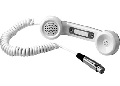 Telex HS-6A Telephone-Style PTT Handset with Metal Hanger Bracket. White