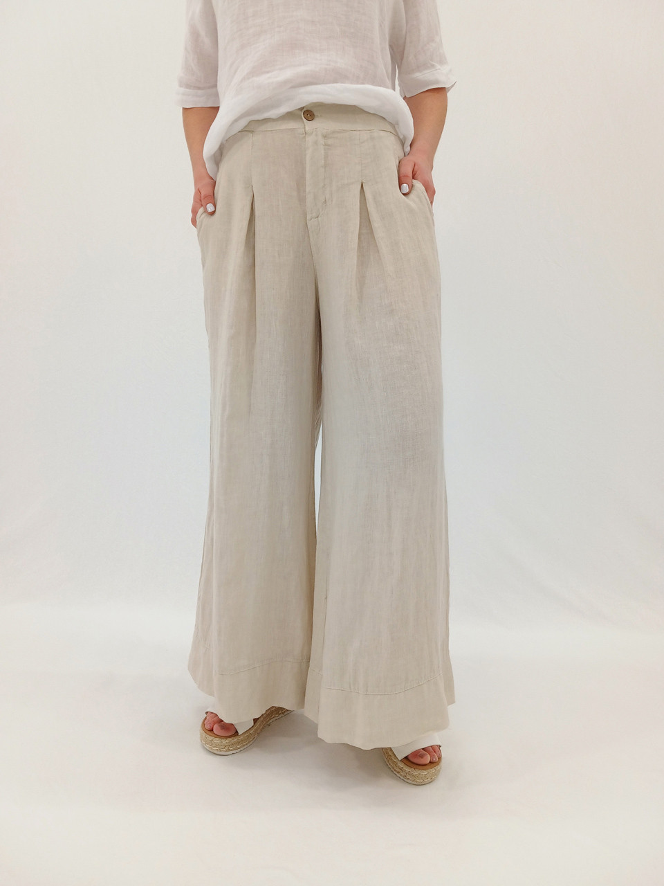 Marina Pleat Linen Pant - Peppers Trading Co