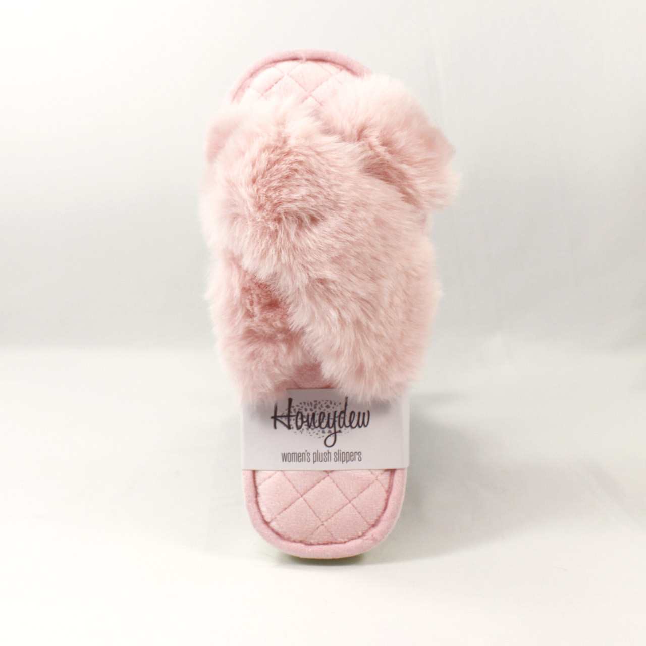 Classic Cross Plush Slippers - Soft Pink - Peppers Trading Co
