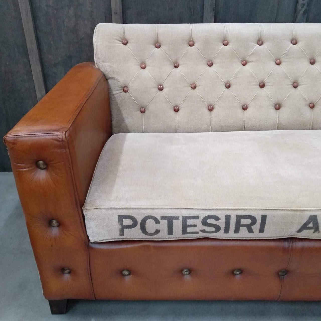 Indiana Sofa - Leather/Canvas - Peppers Trading Co