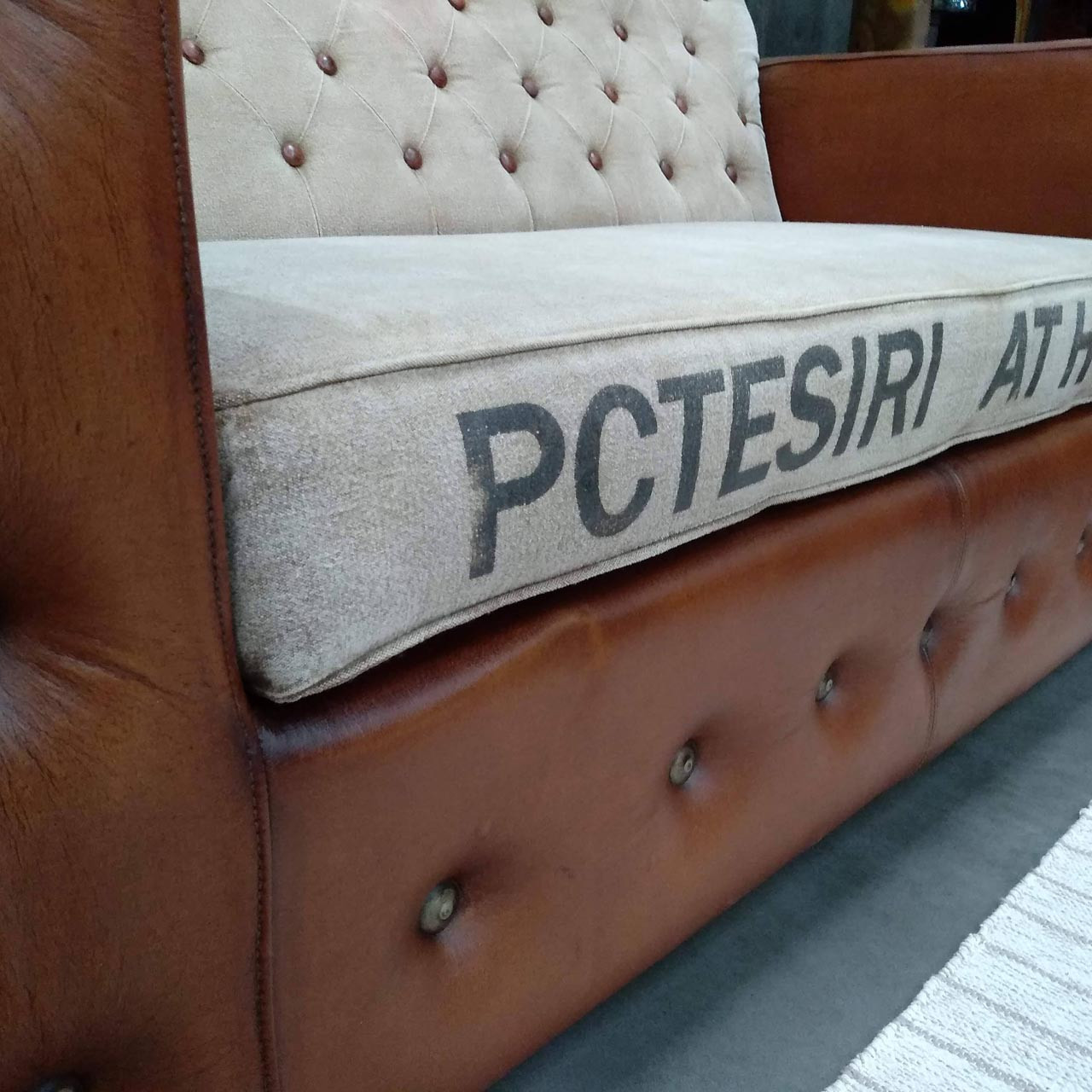 Indiana Sofa - Leather/Canvas - Peppers Trading Co