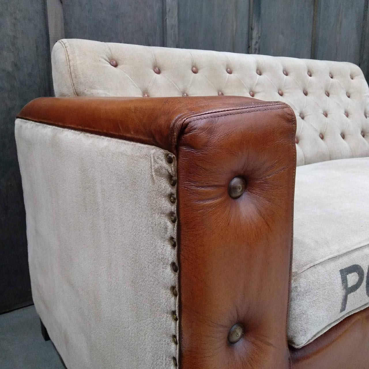Indiana Sofa - Leather/Canvas - Peppers Trading Co