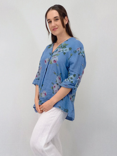 Nora V-Neck Blouse - Wild Rose - Peppers Trading Co