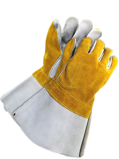 Welding Glove Split Leather Gauntlet Fully Lined - Flannel Palm Lining ...